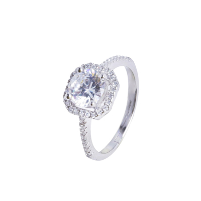 超闪小方钻戒指女轻奢开口指环