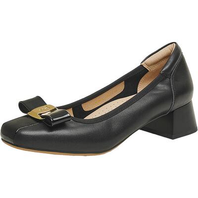 他她粗跟浅口单鞋女鞋气质一