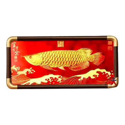 纯铜招财金龙鱼铜雕画摆件喜庆