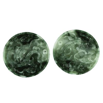 翡翠龙凤玉吊坠龙凤项链对圆形