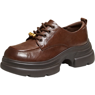 TATA他她女鞋2026春季新款黑色皮鞋时尚休闲鞋百搭牛津鞋7OLA1AM6