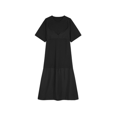 JNBY/江南布衣夏季女装连衣裙宽松H型纯色圆领女裙通勤5O5G15540