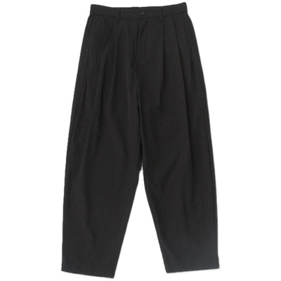 轻薄日系双褶透气松紧腰休闲裤