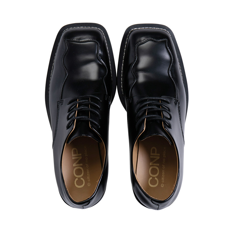 CONP Curved Square Toe Derby Shoes不对称曲线方头德比鞋苏五口_虎窝淘