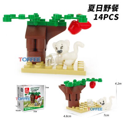 杰星挖掘机警卫车挖土机单炮坦克迷你小盒12款拼装地摊积木20511