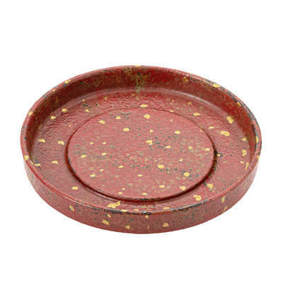 老岩泥铁红釉粗陶壶承茶托盘