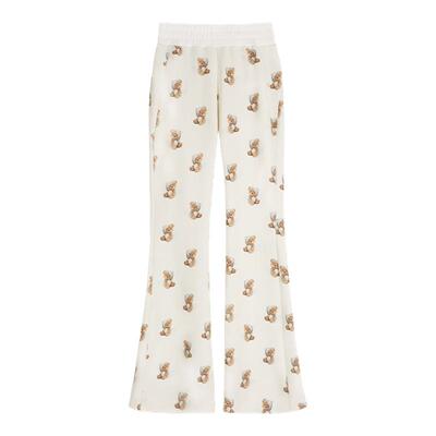 美式辣妹微喇小熊印花休闲裤