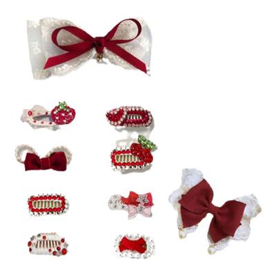 手工迷你碎发宠物bb夹蝴蝶结发夹小香风猫咪约克夏马尔济斯比熊