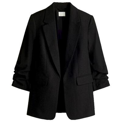 HM女装西装夏季商务职场正装通勤风褶袖西服外套1124589