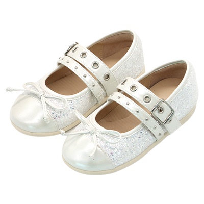 Little winkaa蝴蝶结铆钉儿童舞蹈水晶亮片公主鞋拼接皮鞋LW43012