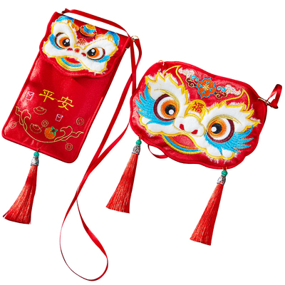 2026马年创意刺绣红包醒狮送福