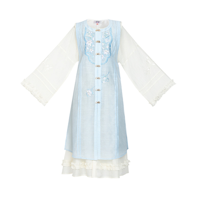 【重回汉唐初夏有风】汉洋折衷改良连衣裙长比甲明制汉服女款日常