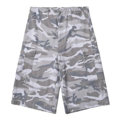 复古洗水迷彩斜纹面料七分裤