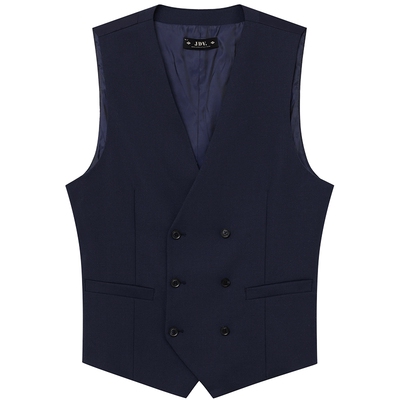 JDV商场同款藏青色单排扣马甲