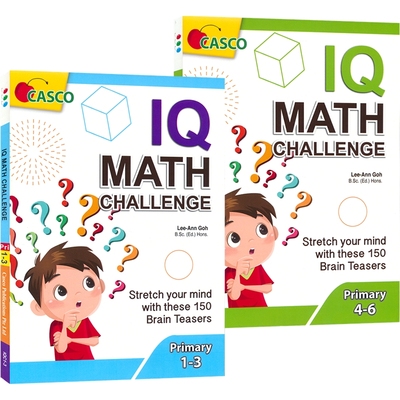 Casco IQ Math Challenge Primary 1-6 新加坡数学  小学数学IQ挑战练习 1-6年级  逻辑能力 数学思维 英文原版进口图书