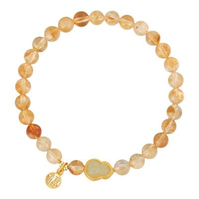 阿吉豆手链女黄水晶玉髓国风中式