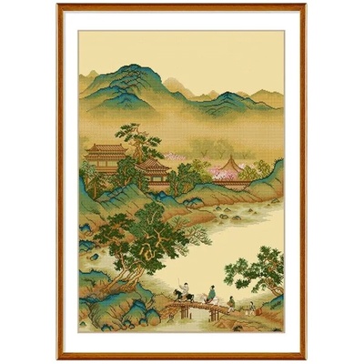 皇室蒙娜丽莎画岩壑清晖册十字绣