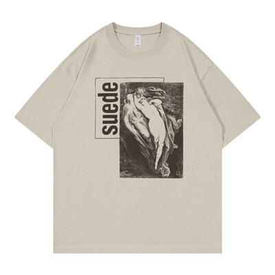 SUEDE落肩宽松纯棉摇滚短袖T恤