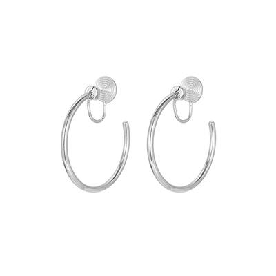 宁艺卓同款银色素圈蚊香盘耳夹无耳洞女绝美高级感方圆脸耳环耳饰