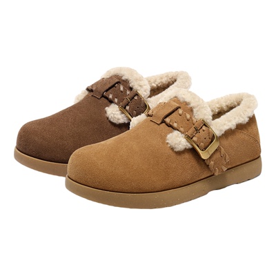 森达小太阳牛皮毛毛鞋女25冬保暖绒毛百搭棉鞋东北雪地靴ZTI25DA5