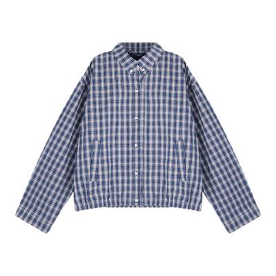 缪系纯棉格纹复古短外套夹克上衣