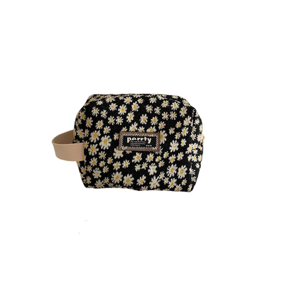 thefifthmoon精致ins风黑色碎花温柔复古针织收纳包化妆包