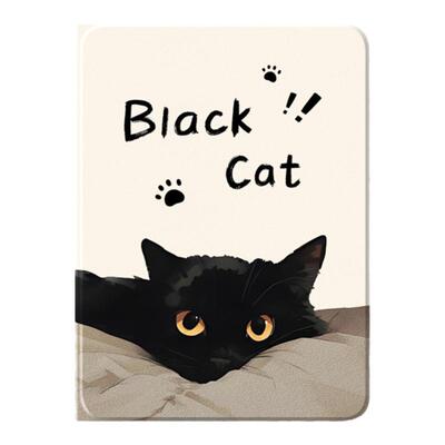 适用苹果ipad保护套慵懒黑猫软壳