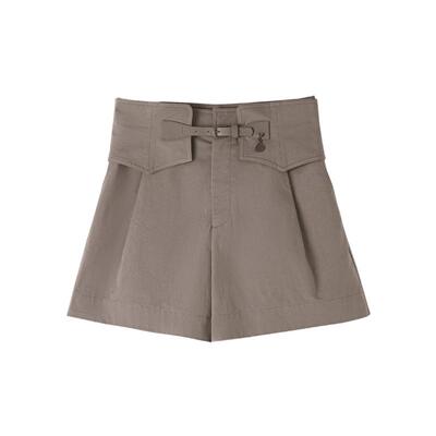 PIT复古设计感工装风百搭休闲短裤女夏新款棉感高腰显瘦裤子