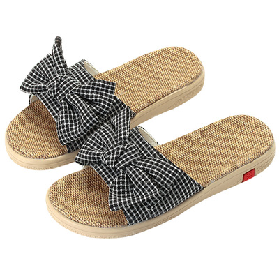 厚底轻便亚麻拖鞋四季室内静音