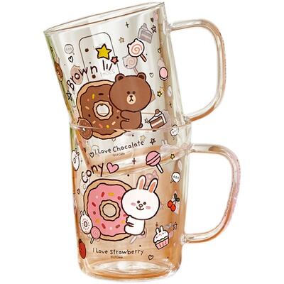 LINE正版联名高硼硅玻璃牛奶杯