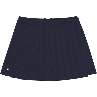 李宁1990女假两件式A字百褶短裙