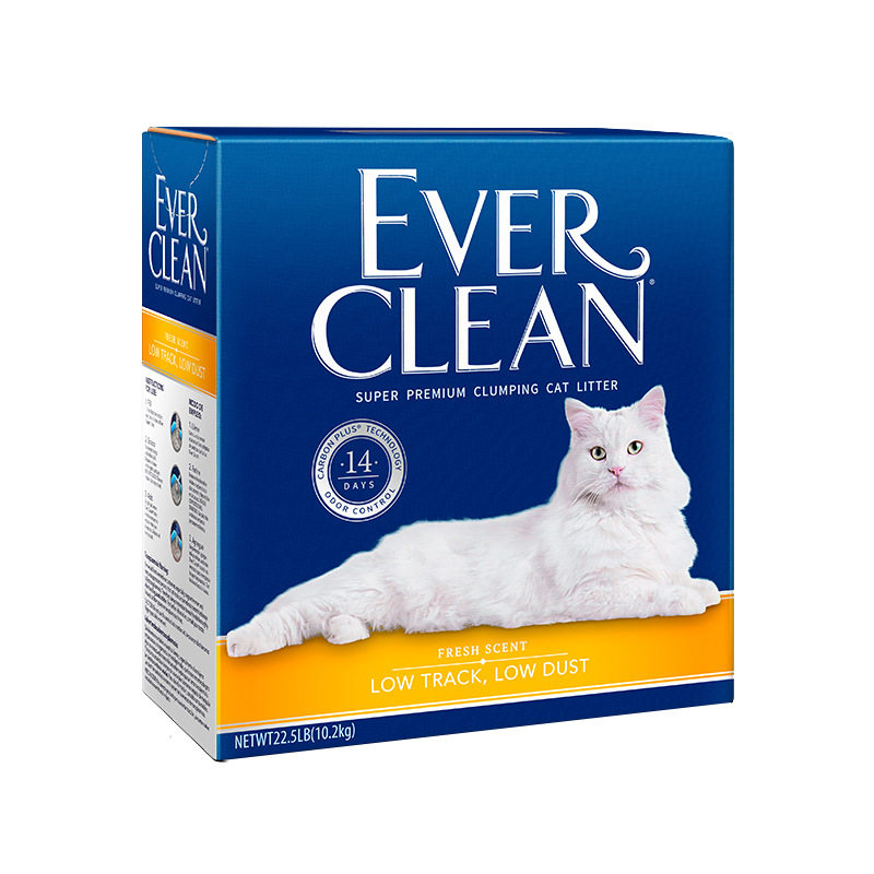 美国进口EverClean铂钻猫砂25磅活性炭除臭无尘膨润土蓝紫标10kg_虎窝淘