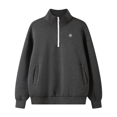 AFTERGLOW秋冬松弛感通勤空气层卫衣 骨感硬挺套头通勤立领外套