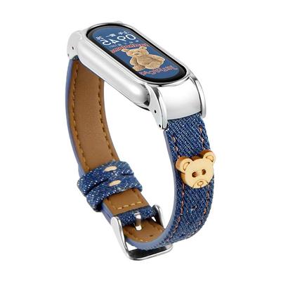 [牛仔小熊]适用小米手环10/9/8/7nfc版表带新款6/5/4/3手腕带女生智能运动五六七八九代替换带真皮手表带夏天