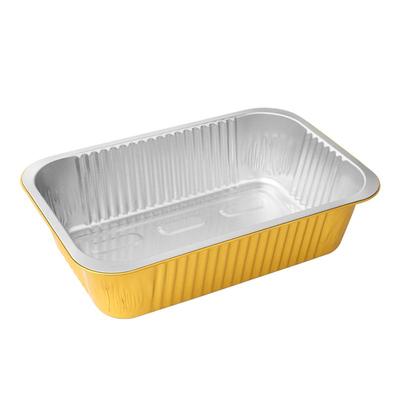 金色长方形锡纸盒烧烤打包带盖