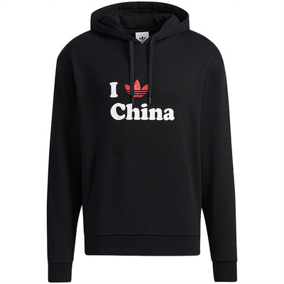 Adidas/阿迪达斯正品三叶草男子LOGO印花连帽长袖卫衣H07329