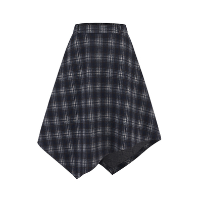 indicia标记2025冬季新款灵动不规则裙摆艺术感格纹半裙L2D5QZ256