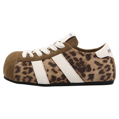 F21豹纹丑萌大头德训鞋女2026新
