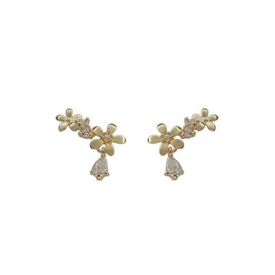 小巧迷你灵动水滴花朵耳钉耳夹