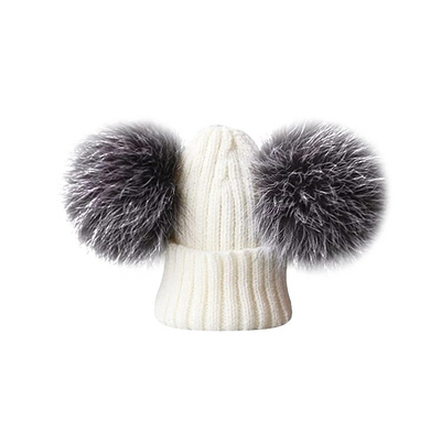 超大貉子毛球宝宝毛线1-4岁帽子