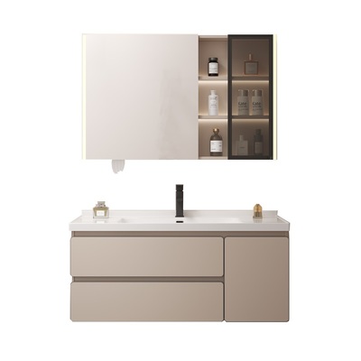 一体陶瓷盆简约铝合金封边浴室柜