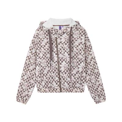 ANNASUI安娜苏运动棋盘格印花针织连帽长袖外套短款小个子凉感女