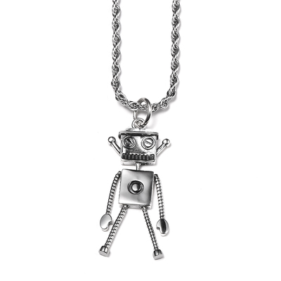 S925ROBOT机器人吊坠潮流项链