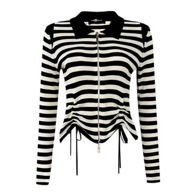 鞠婧祎同款Aimme sparrow 25春夏条纹针织时尚通勤百搭修身抽绳