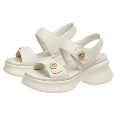 KISSCAT接吻猫[5.5cm钱币长腿运动凉鞋]厚底增高魔术贴运动凉鞋女