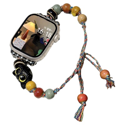 适用applewatch小猫小狗串珠表带
