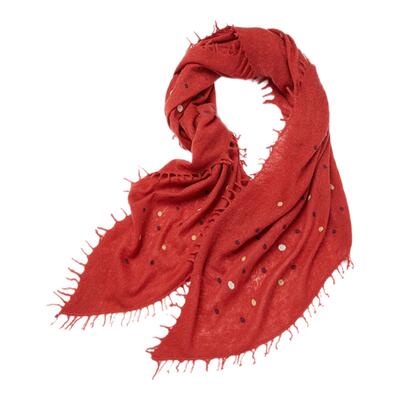 羊绒缩绒波点刺绣方巾