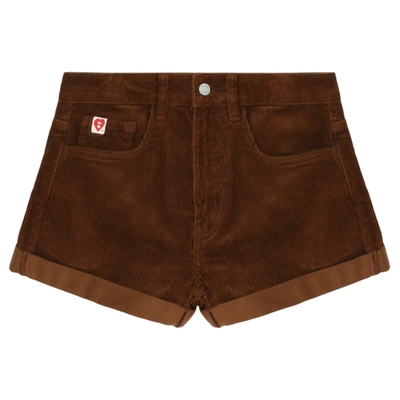 APEE心型标签灯芯绒短裤热裤