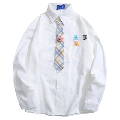 领带男女休闲宽松百搭长袖衬衫