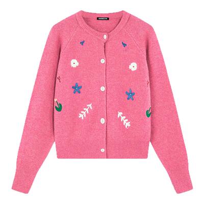 i.t GROUNDZERO2025秋冬休闲桃红色毛衣外套针织衫时尚开衫女